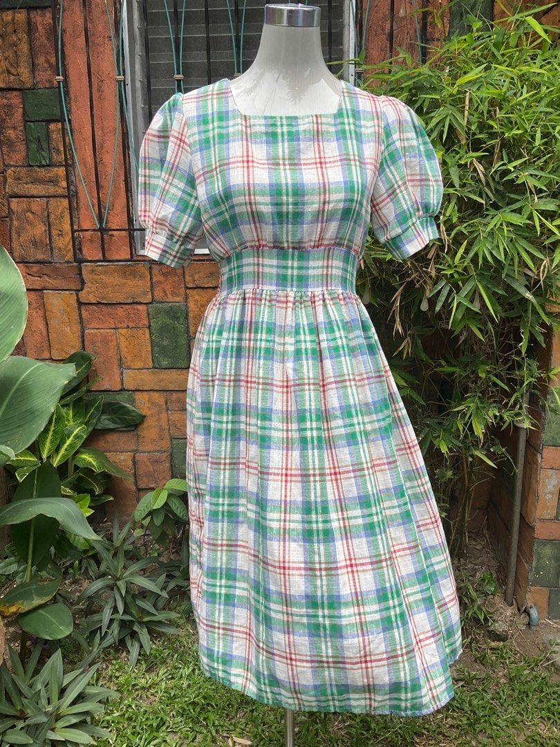 Cottagecore Dress - Cottage Core Plaid Dress - HQ Korean Dress with Bow ...