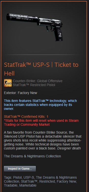 CSGO ST USP-S Ticker to Hell, Video Gaming, Gaming Accessories, In-Game ...