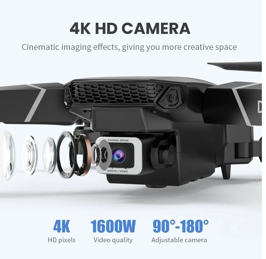 Drone with Camera 4k HD UAV Aerial Photography Dual Camera Folding Aircraft E88 Remote Control ...