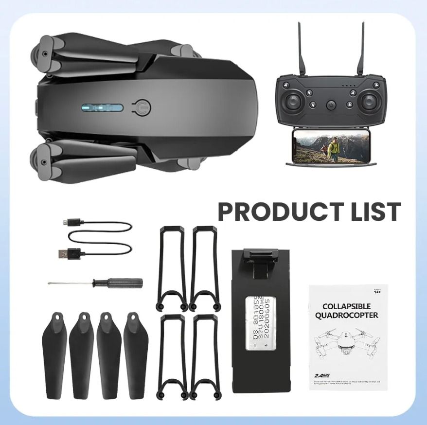 Drone with Camera 4k HD UAV Aerial Photography Dual Camera Folding Aircraft E88 Remote Control ...