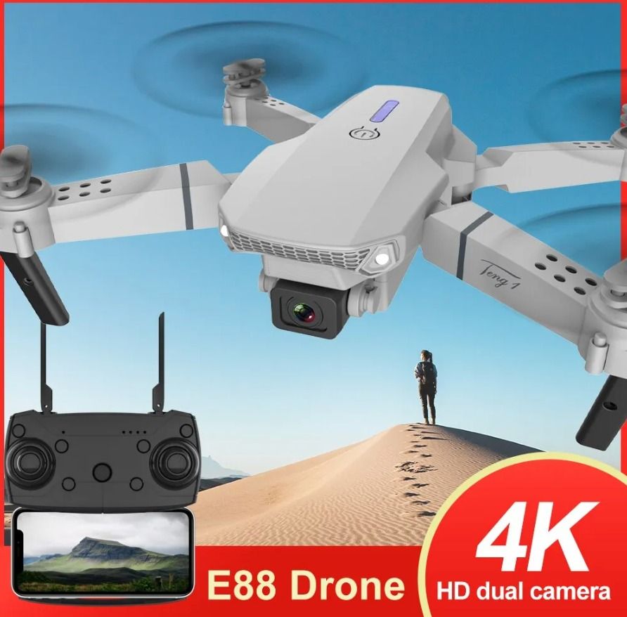 Drone with Camera 4k HD UAV Aerial Photography Dual Camera Folding Aircraft E88 Remote Control ...