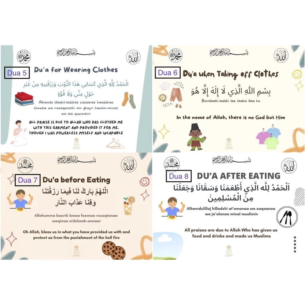 Dua stickers for kids (19 Different Dua)/ Dua Arabic Flashcards for ...