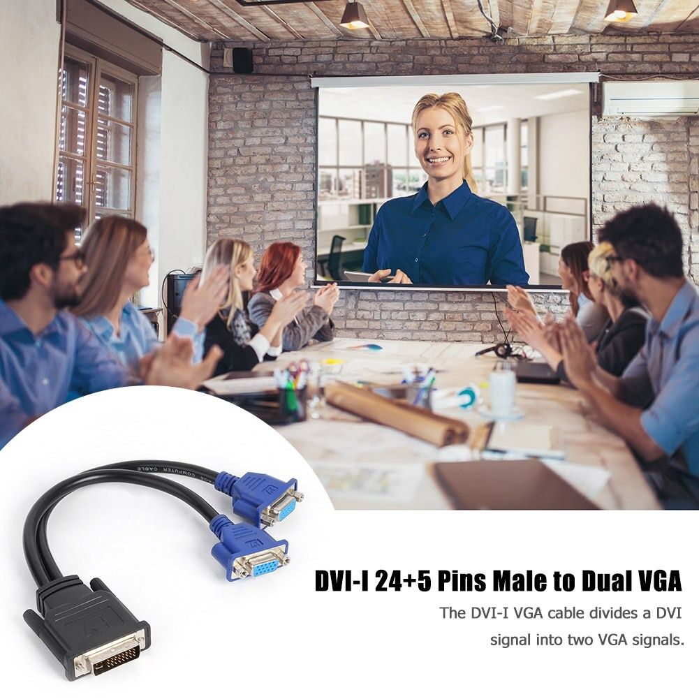 Dvi I 24 5 Pins Male To 2 Dual Vga 15 Pin Female Monitor Adapter