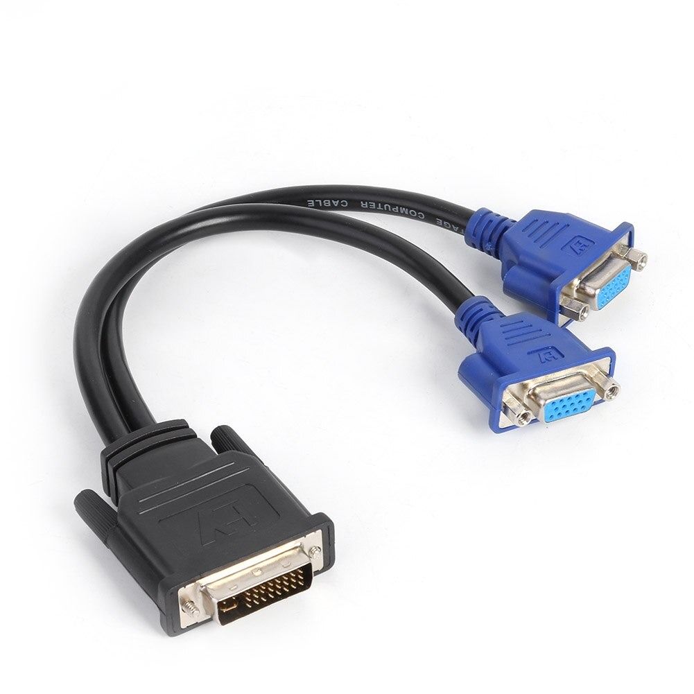 DVI-I 24+5 Pins Male to 2 Dual VGA 15 Pin Female Monitor Adapter ...