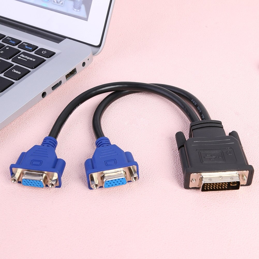 DVI-I 24+5 Pins Male to 2 Dual VGA 15 Pin Female Monitor Adapter ...