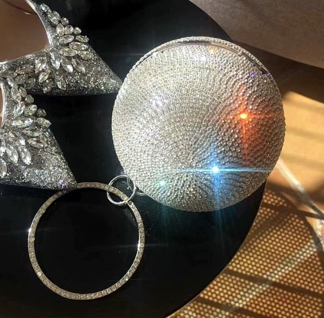 Elegant Bling Bling Spherical Ball Shaped Evening Bag / Ball Bag with ...