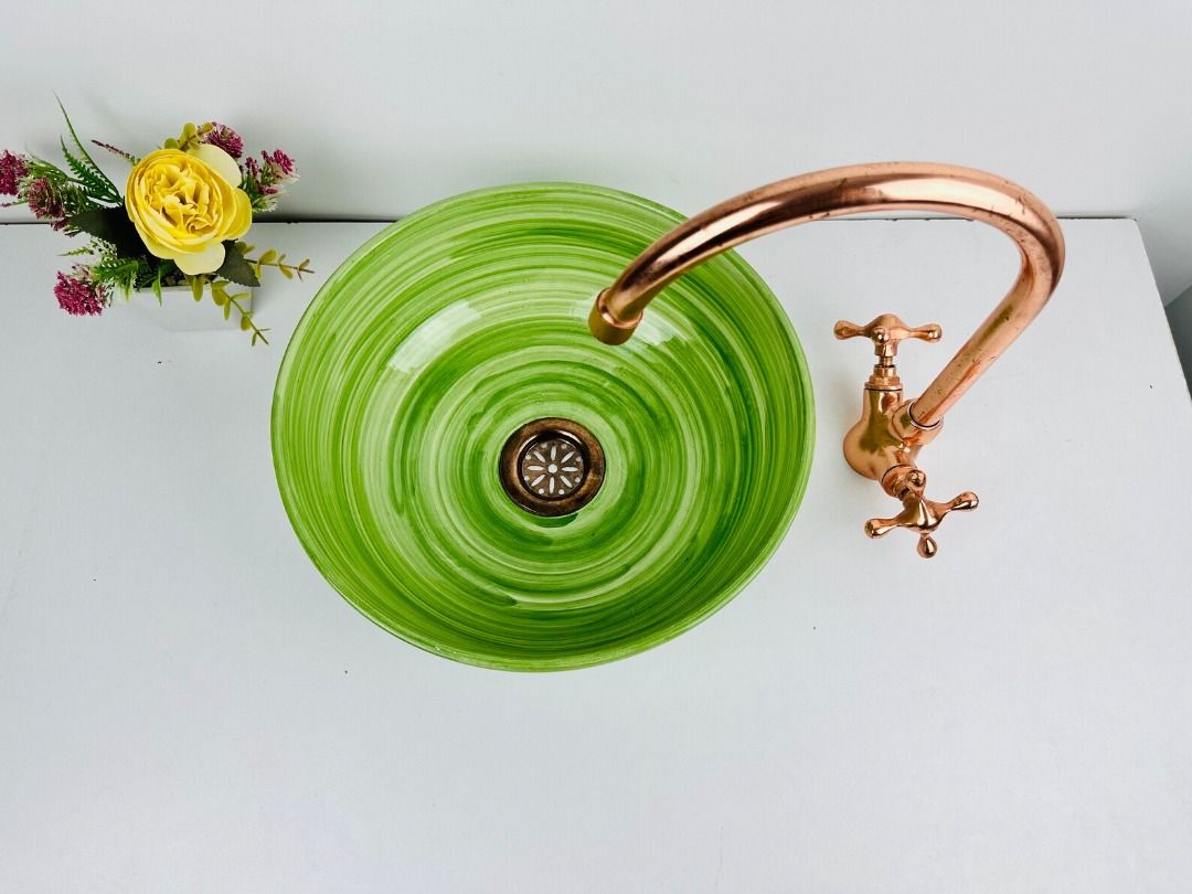 Exceptional Handmade Ceramic Sink - Minimalist Mint Green Embrace ...