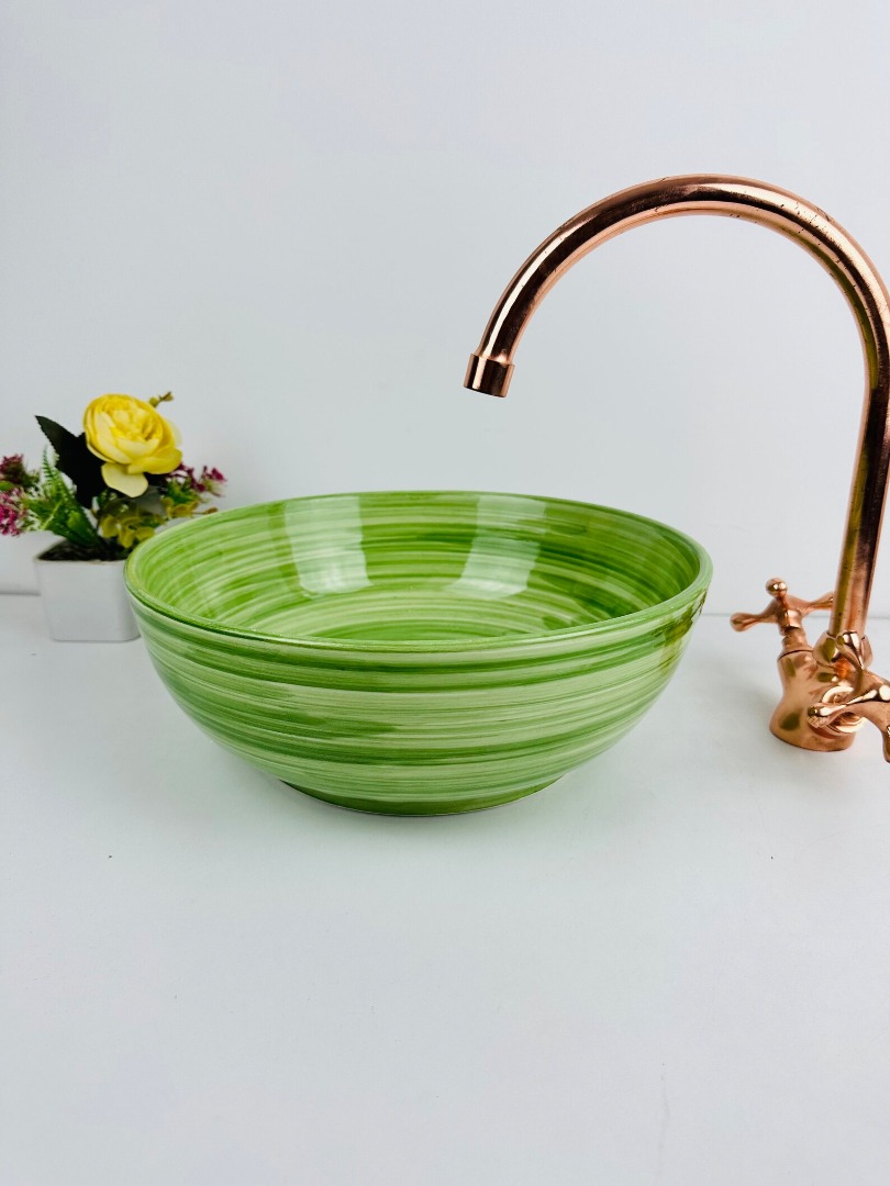 Exceptional Handmade Ceramic Sink - Minimalist Mint Green Embrace ...