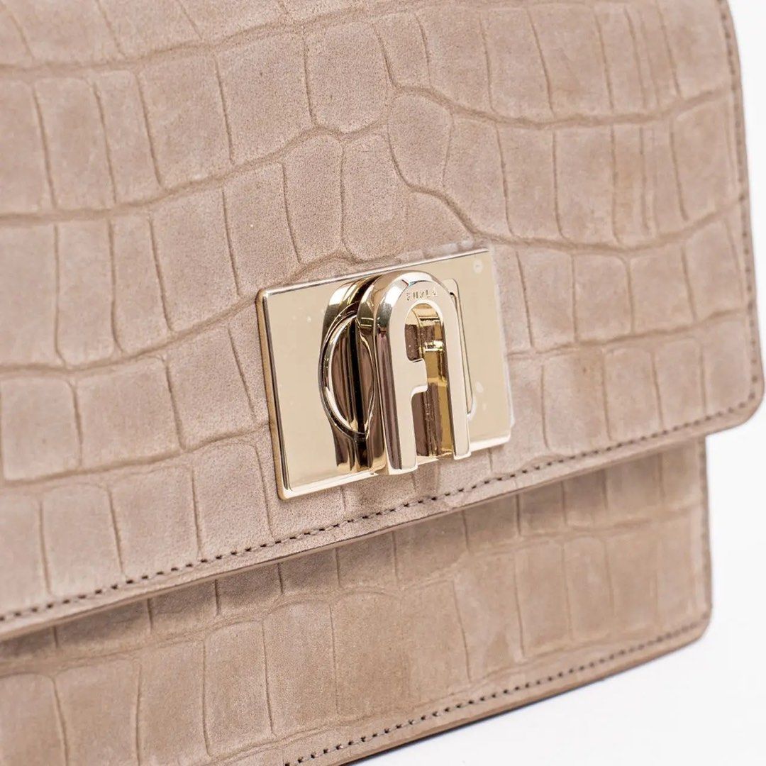 FURLA 1927 Crossbody Mini Croco Greige, Women's Fashion, Bags & Wallets ...