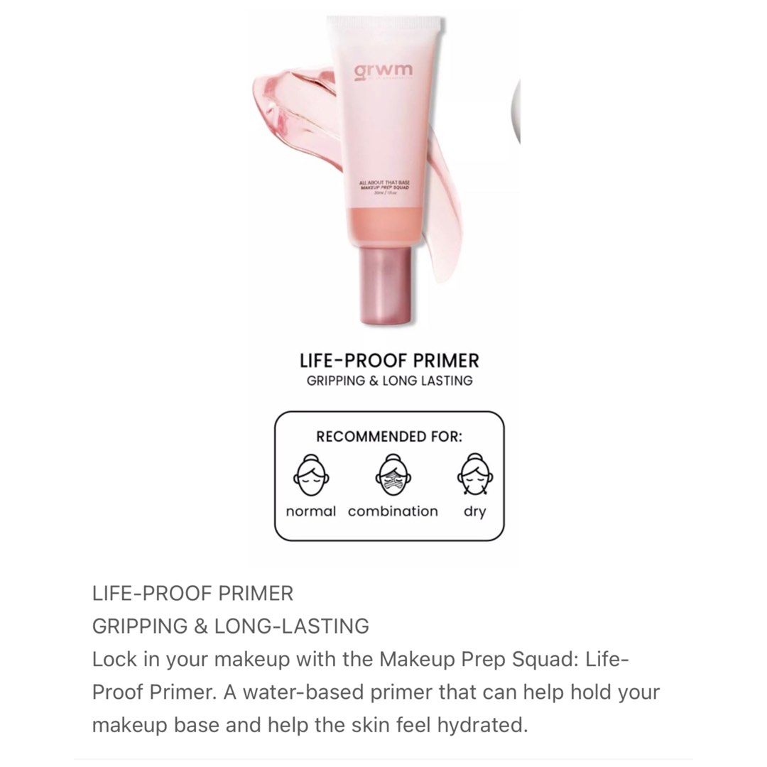 GRWM LIFE-PROOF PRIMER, Beauty & Personal Care, Face, Makeup on Carousell