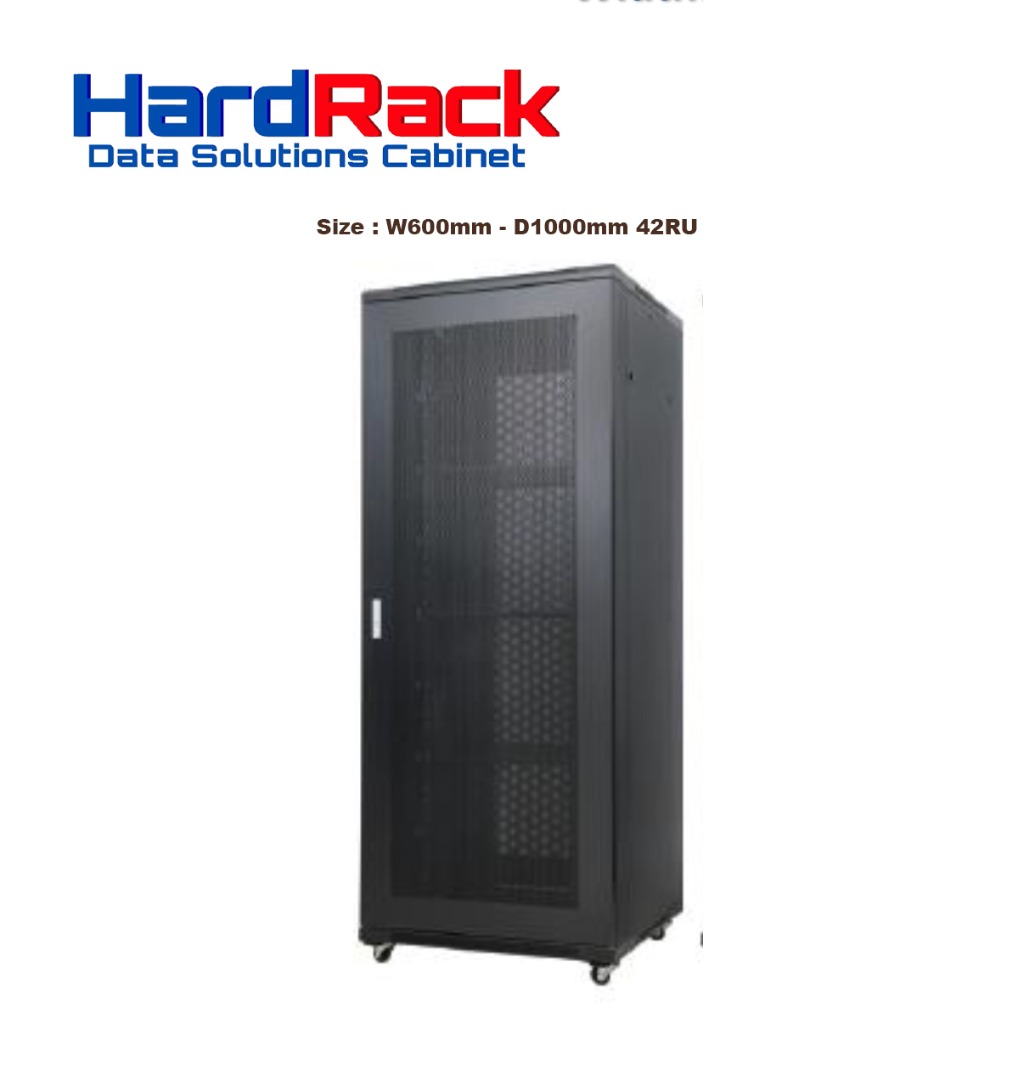Hardrack Floor Rack Cabinet W-600mm by D-1000mm 42RU Perforated Door on ...