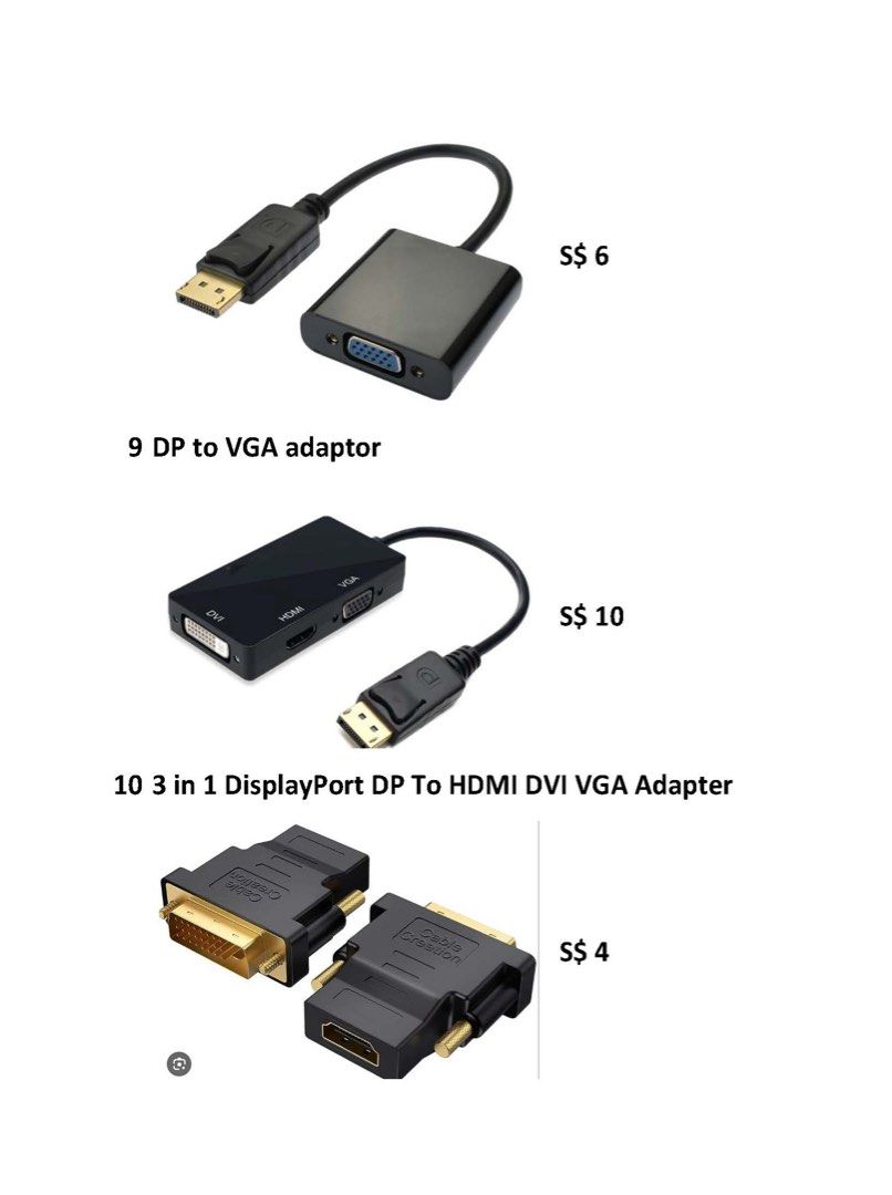 HDMI/VGA/DVI/DP/Mini DP Cables and adaptors, Computers & Tech, Parts ...