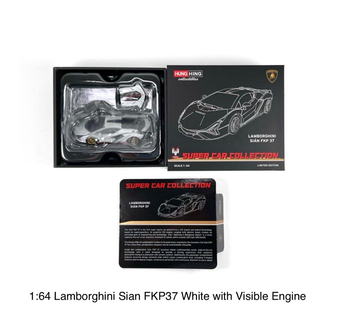 HH TOYS Lamborghini Sian FKP37 White with Visible Engine - MINI GT POP ...
