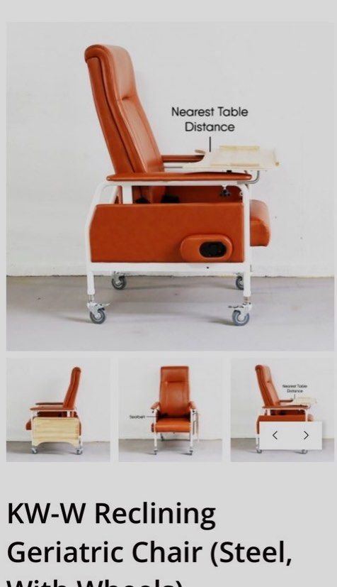 Hospital Geriatric chair with tray, Furniture & Home Living, Furniture ...
