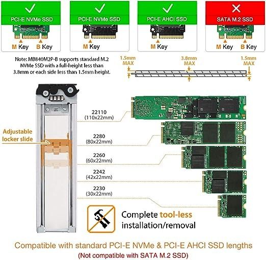 ICY DOCK ToughArmor MB840M2P-B: M.2 NVMe SSD to PCIe 3.0 x4 Removable ...