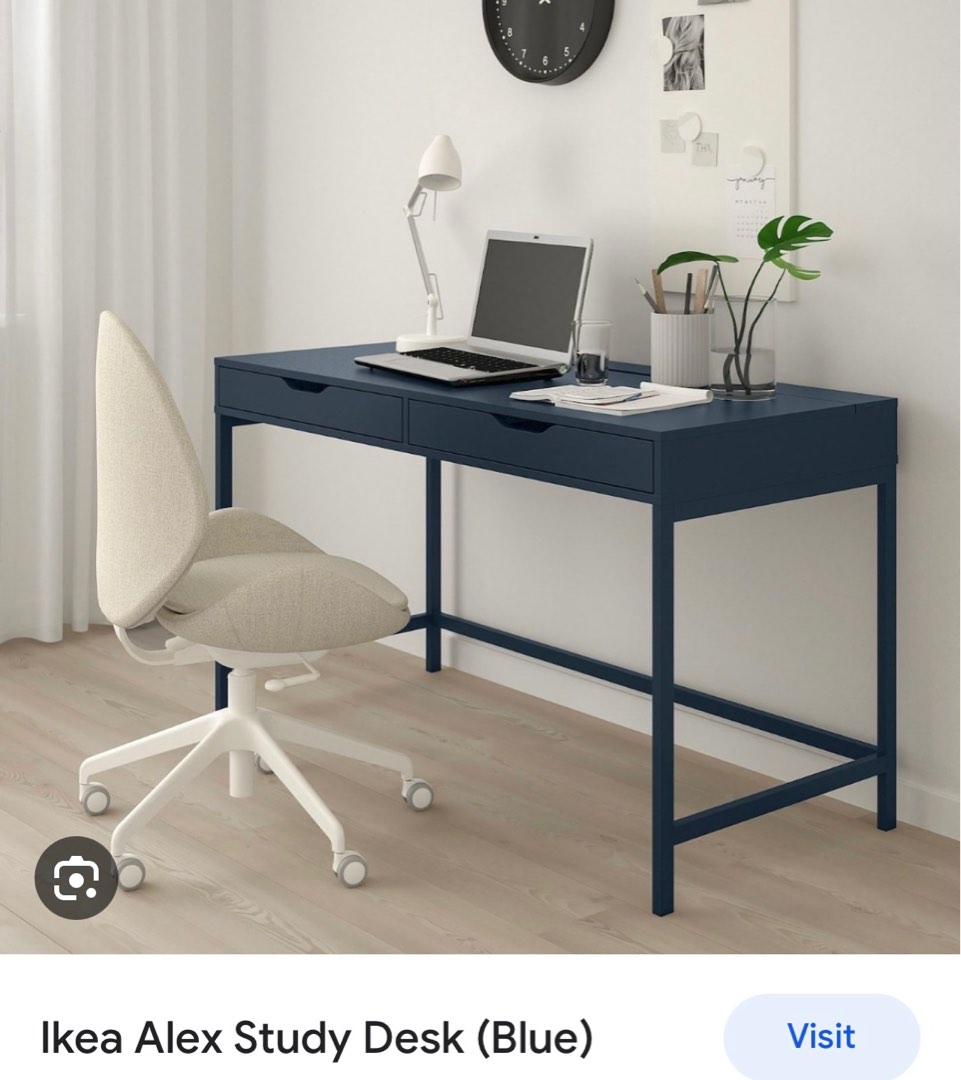 IKEA Alex Study Desk in Blue, Furniture & Home Living, Furniture ...