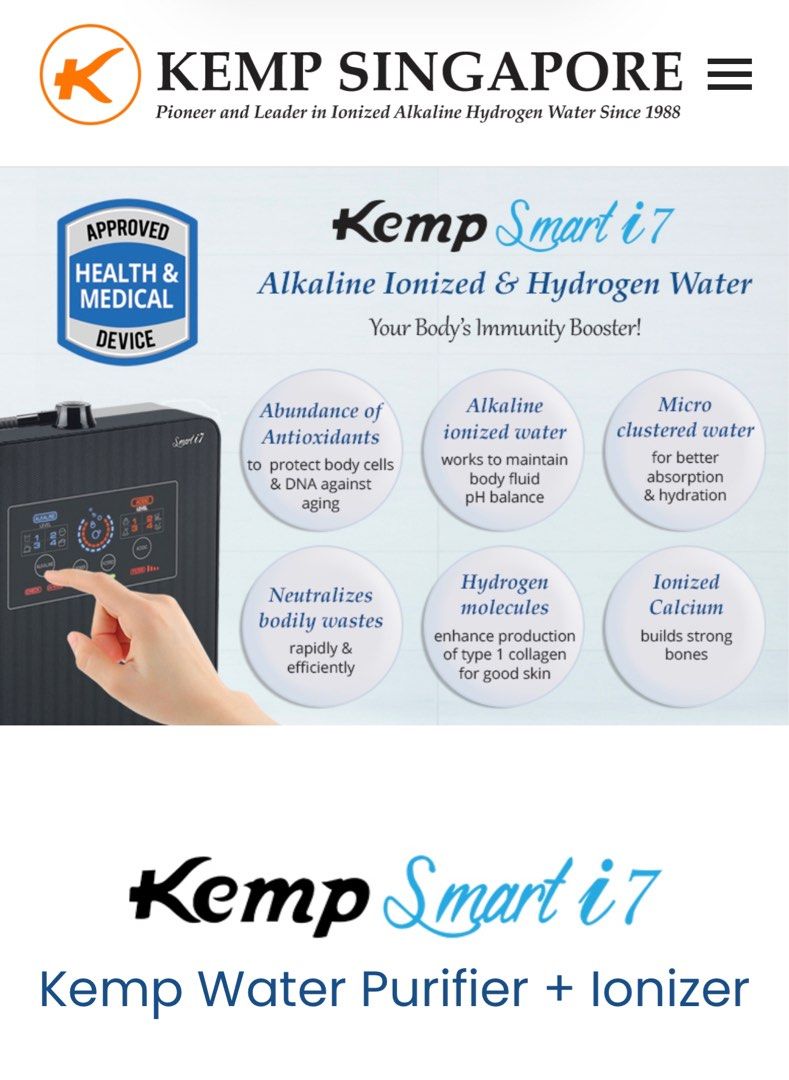 Kemp Smart i7 Alkaline Ionized & Hydrogen Water, TV & Home Appliances ...