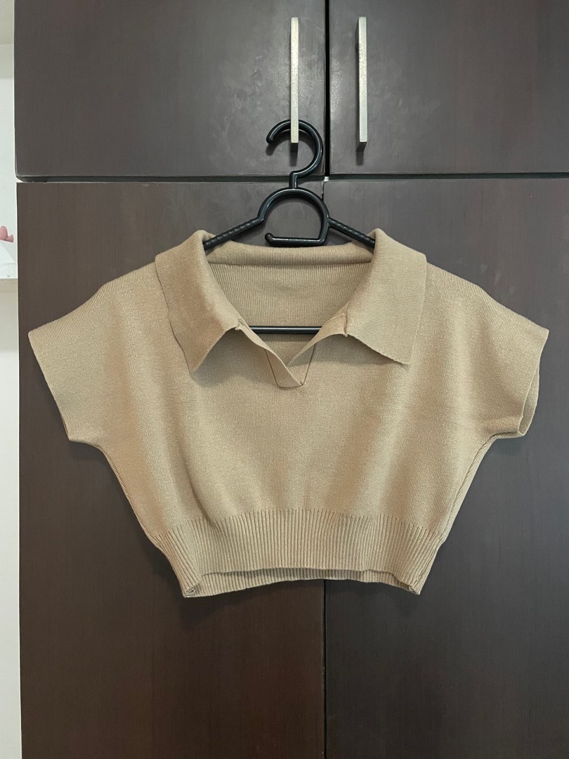 Knitted Preppy Crop Top on Carousell