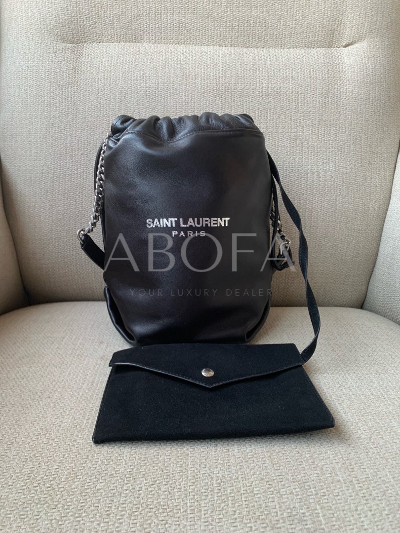 Like New YSL Teddy Chain Bucket Black Calfskin, Barang Mewah, Tas ...
