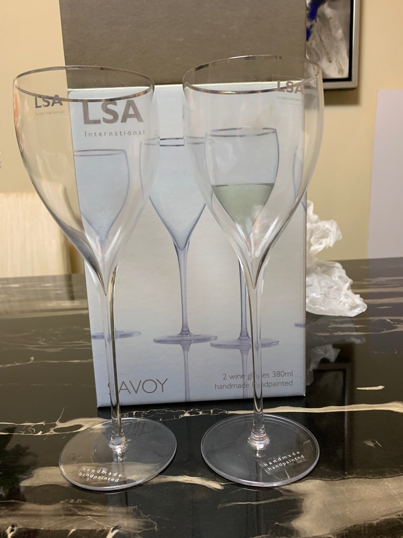 BNIB LSA Savoy white wine glass set, Furniture & Home Living ...