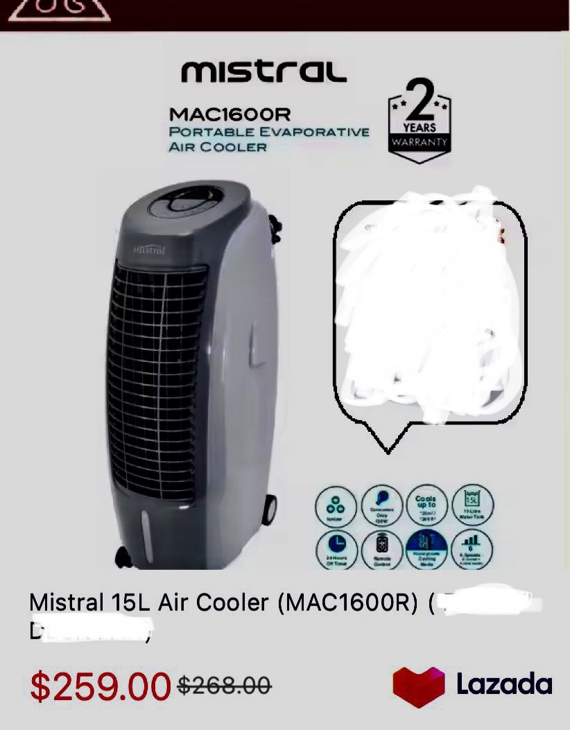 Mistral 15L Air Cooler, TV & Home Appliances, Air Conditioners ...