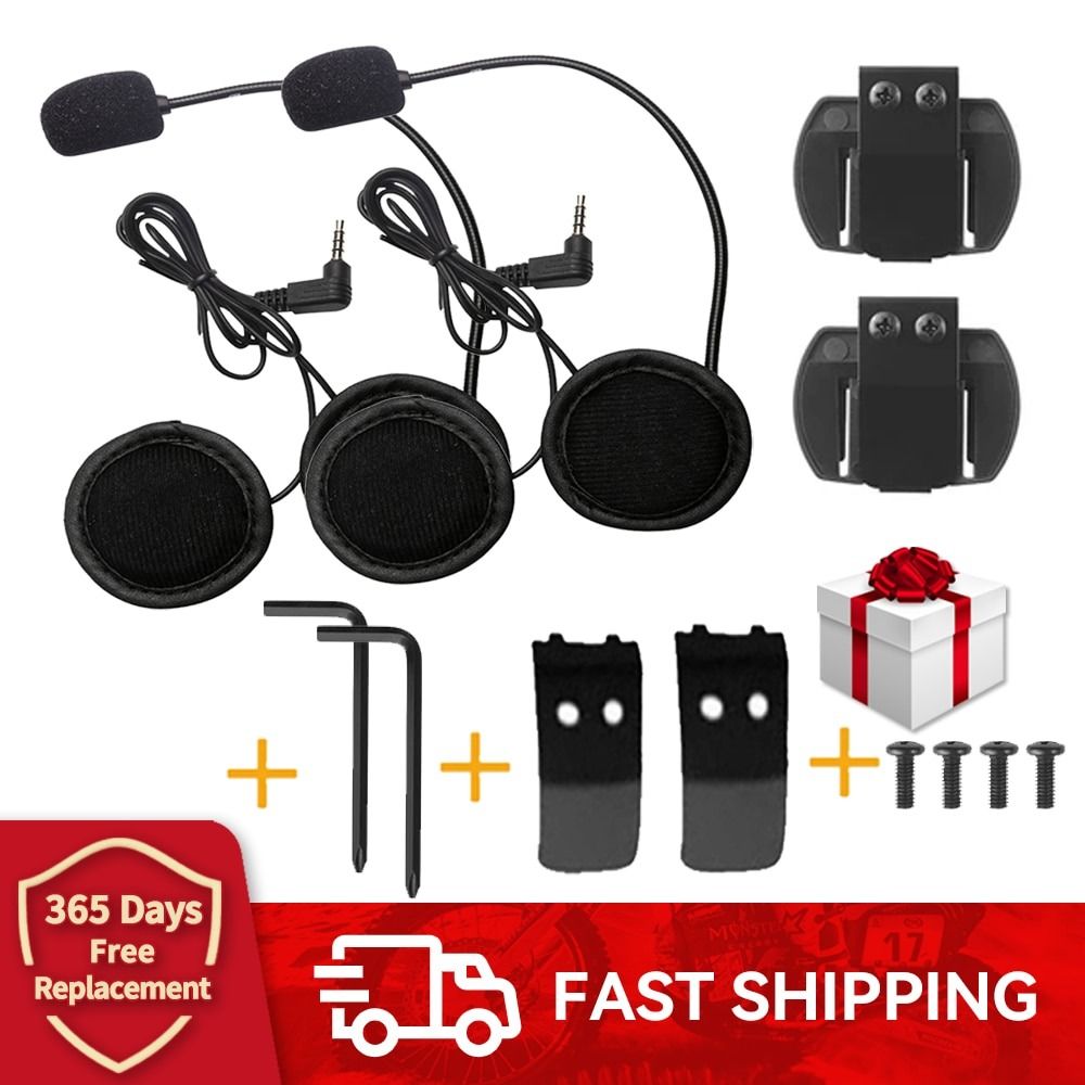 Motorcycle Helmet Intercom Microphone Speaker Headset 3.5mm with Helmet ...