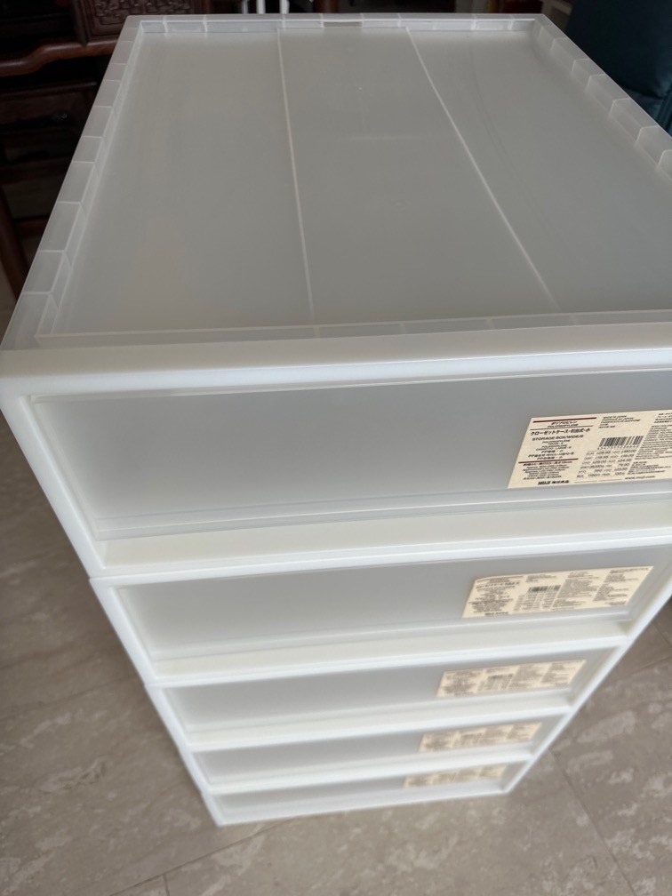 MUJI plastic storage drawer 5pcs available, Furniture & Home Living ...