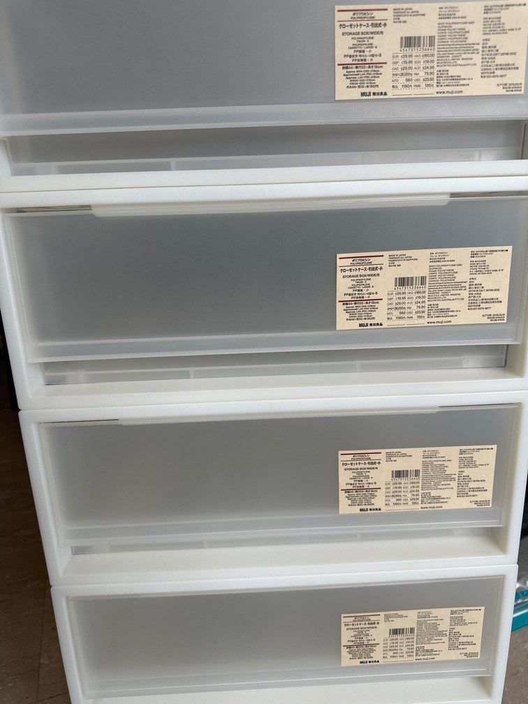 MUJI plastic storage drawer 5pcs available, Furniture & Home Living ...
