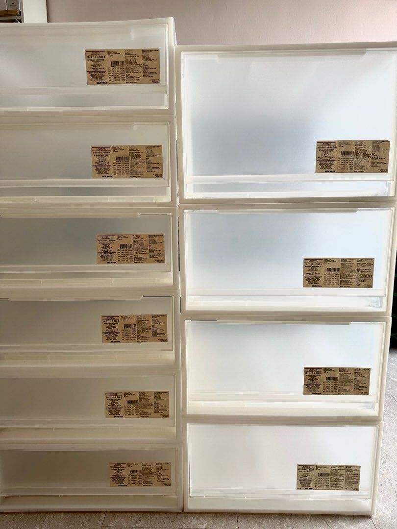 MUJI plastic storage drawer 5pcs available, Furniture & Home Living ...