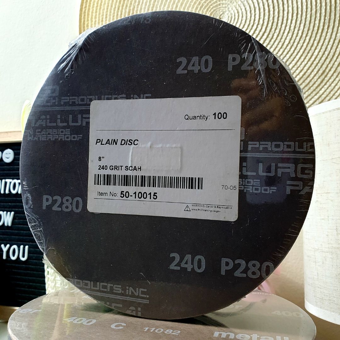 New 8" Waterproof Sandpaper 240 Grit SCAH 100Pcs/pack Plain Disc ...