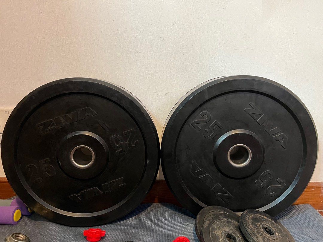 Pair of 25kg Ziva Bumper Plates, Sports Equipment, Exercise & Fitness ...