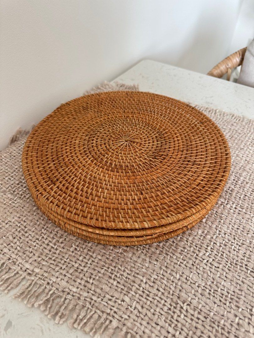 Rattan Table Mats x 4, Furniture & Home Living, Kitchenware & Tableware ...