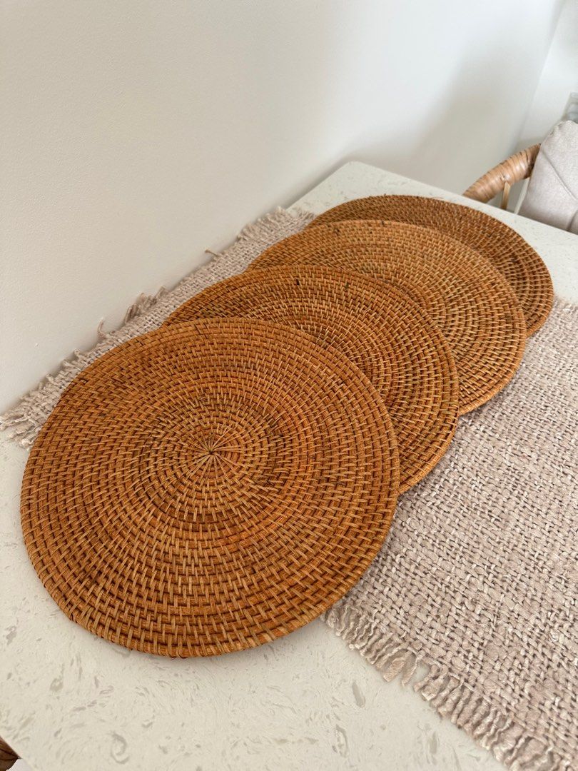 Rattan Table Mats x 4, Furniture & Home Living, Kitchenware & Tableware ...