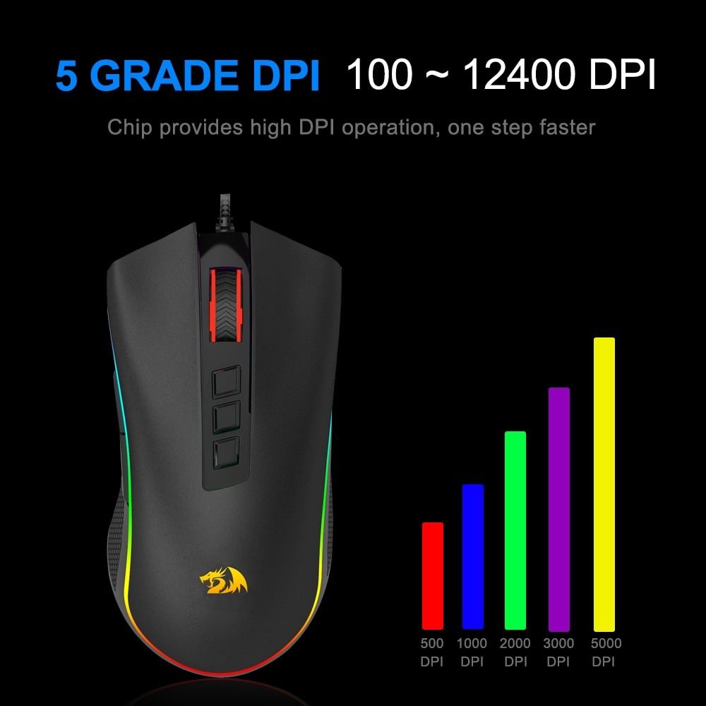 REDRAGON COBRA M711 RGB USB Wired Gaming Mouse 12400 DPI 9 buttons mice ...