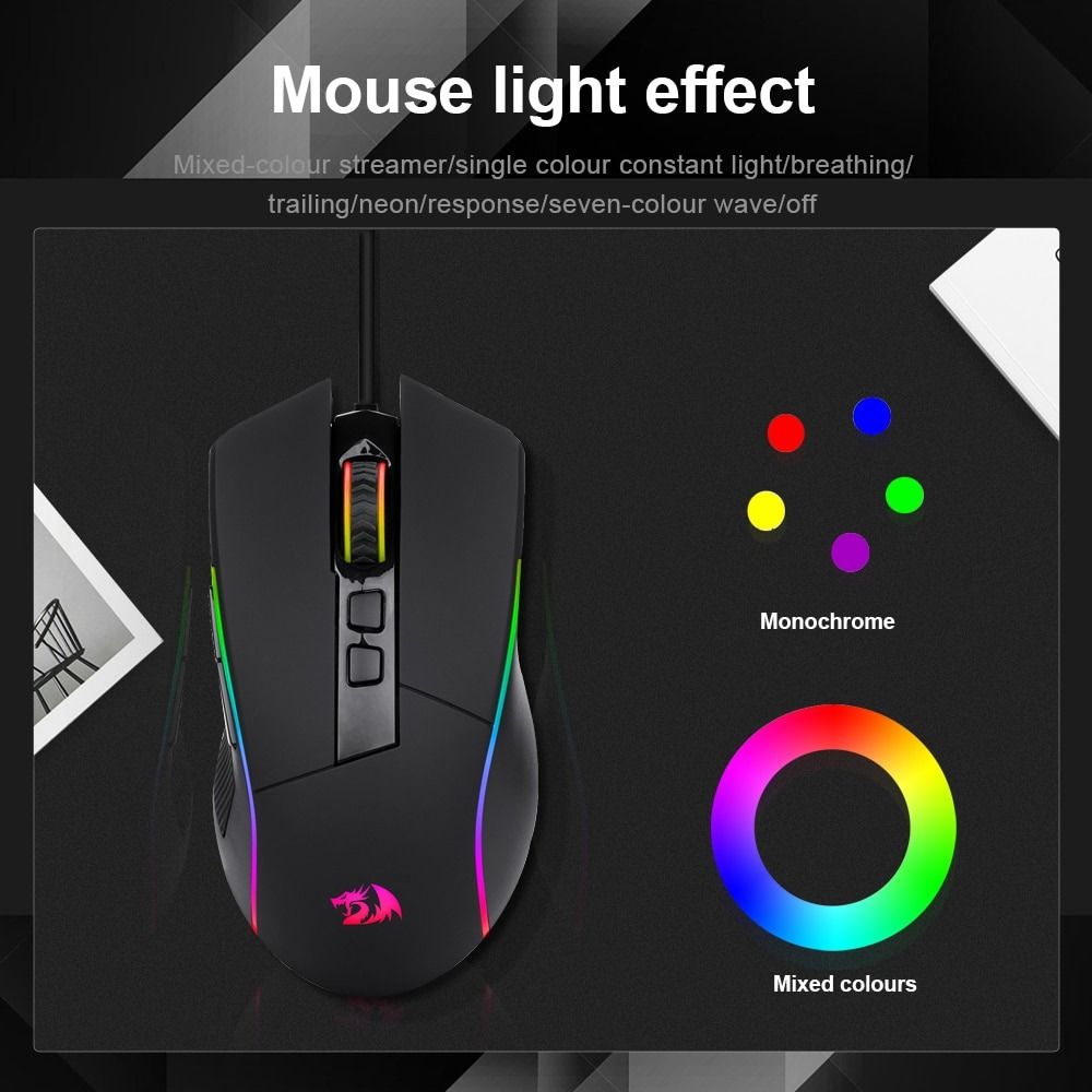 REDRAGON Lonewolf G105 RGB USB Wired Gaming Mouse 8000 DPI 8 buttons ...