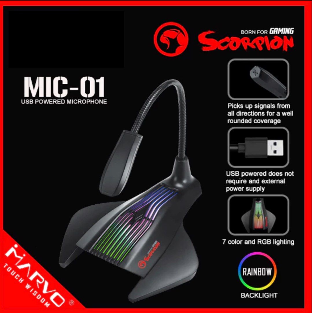 Scorpion Microphone Usb Gaming With led rgb lighting, Audio ...