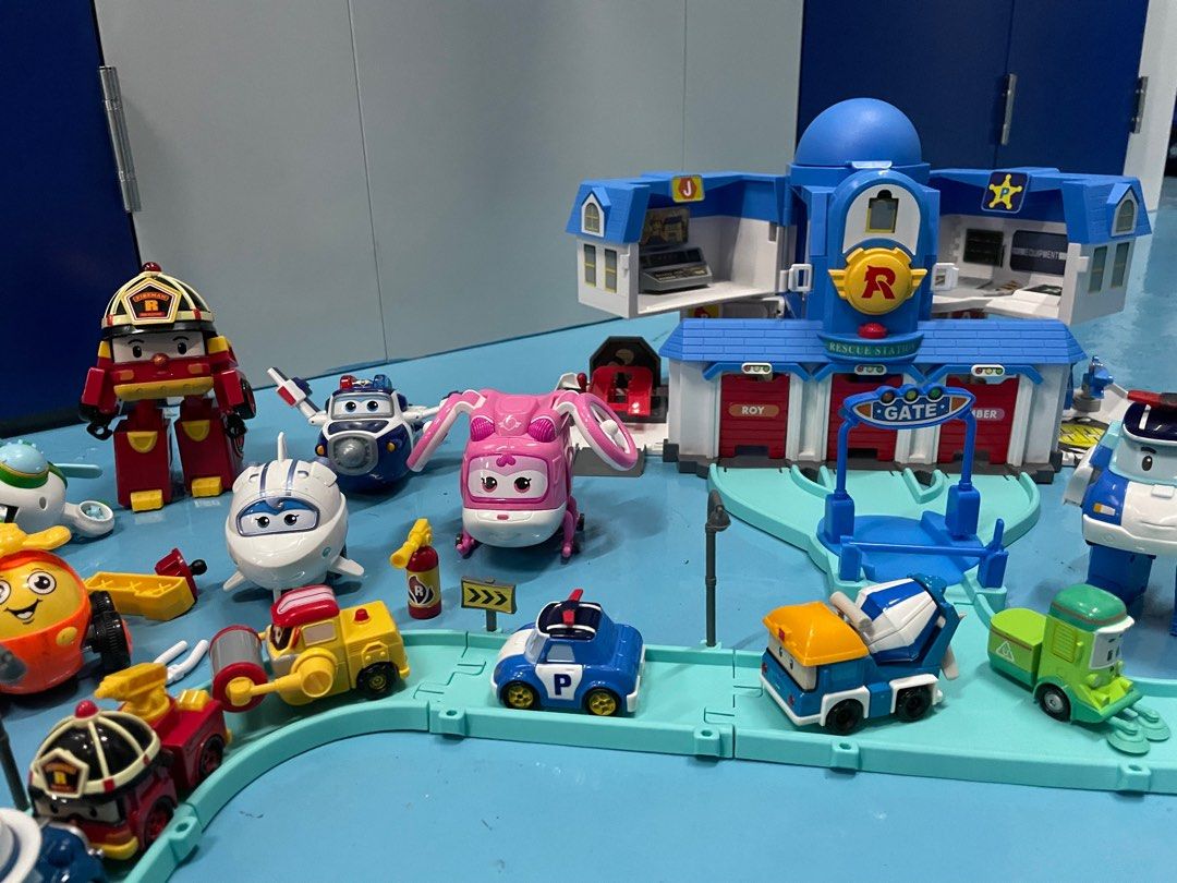 Set of Robo car characters and Robo Car Station, Hobbies & Toys, Toys ...