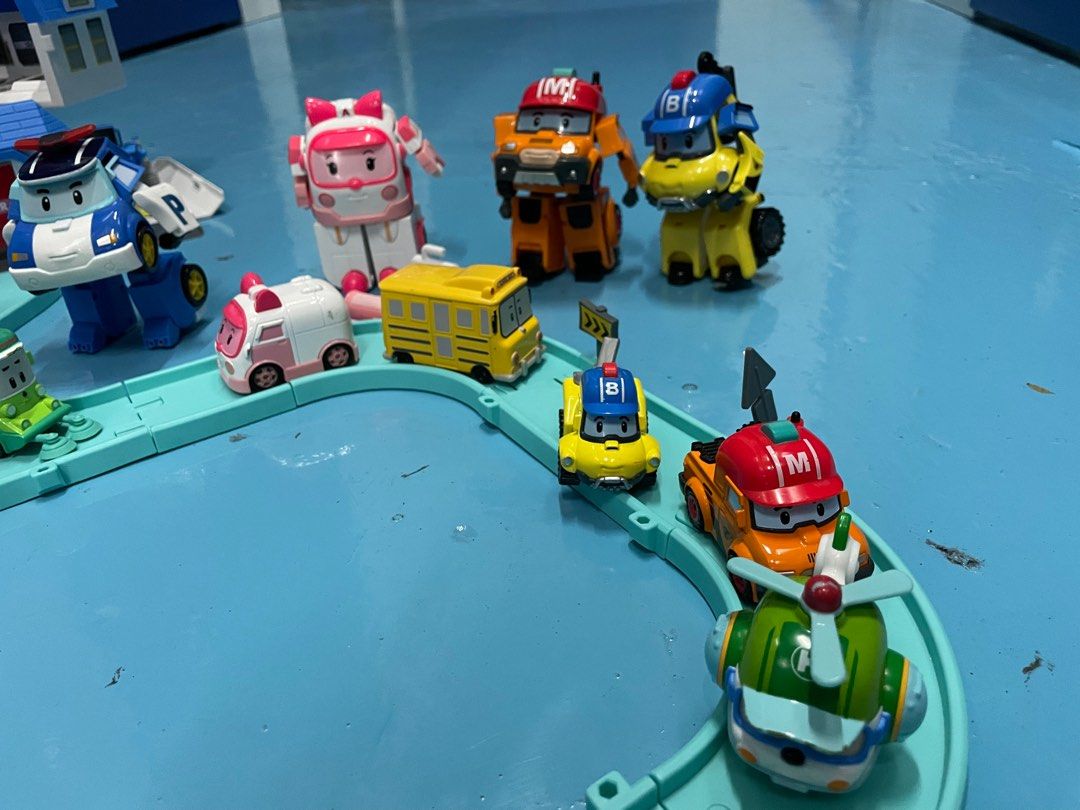 Set of Robo car characters and Robo Car Station, Hobbies & Toys, Toys ...