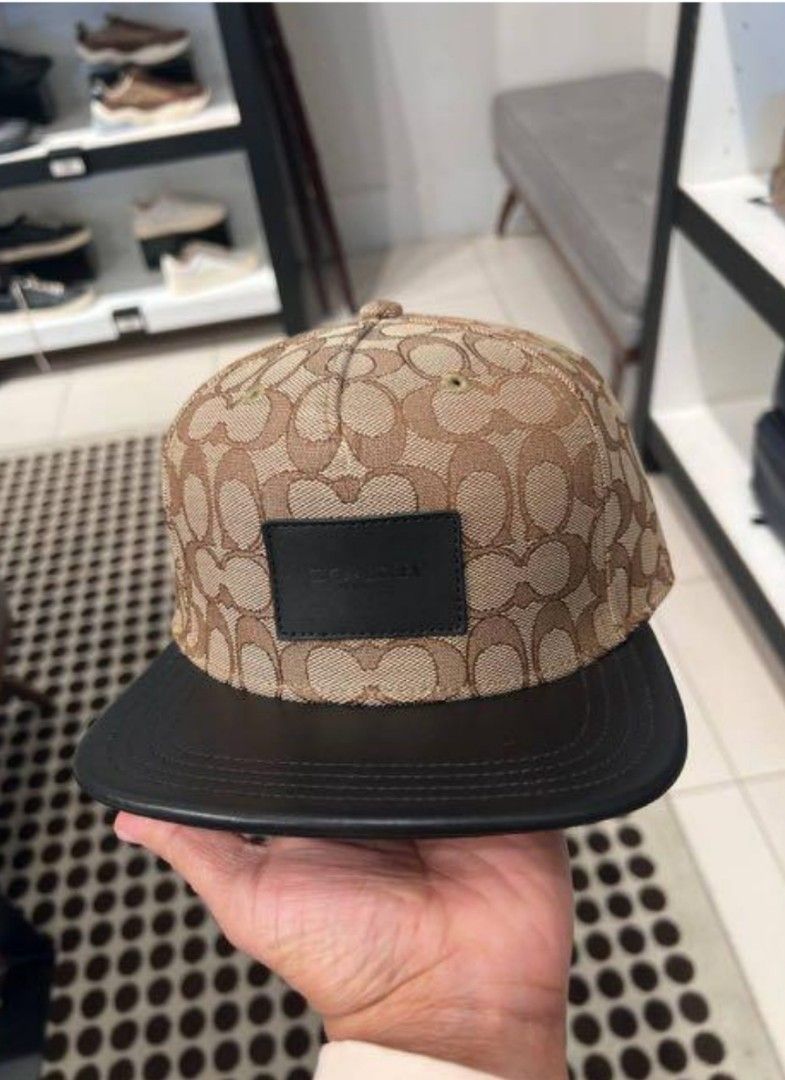 SIGNATURE FLAT BRIM HAT (COACH F68861), Luxury, Accessories on Carousell