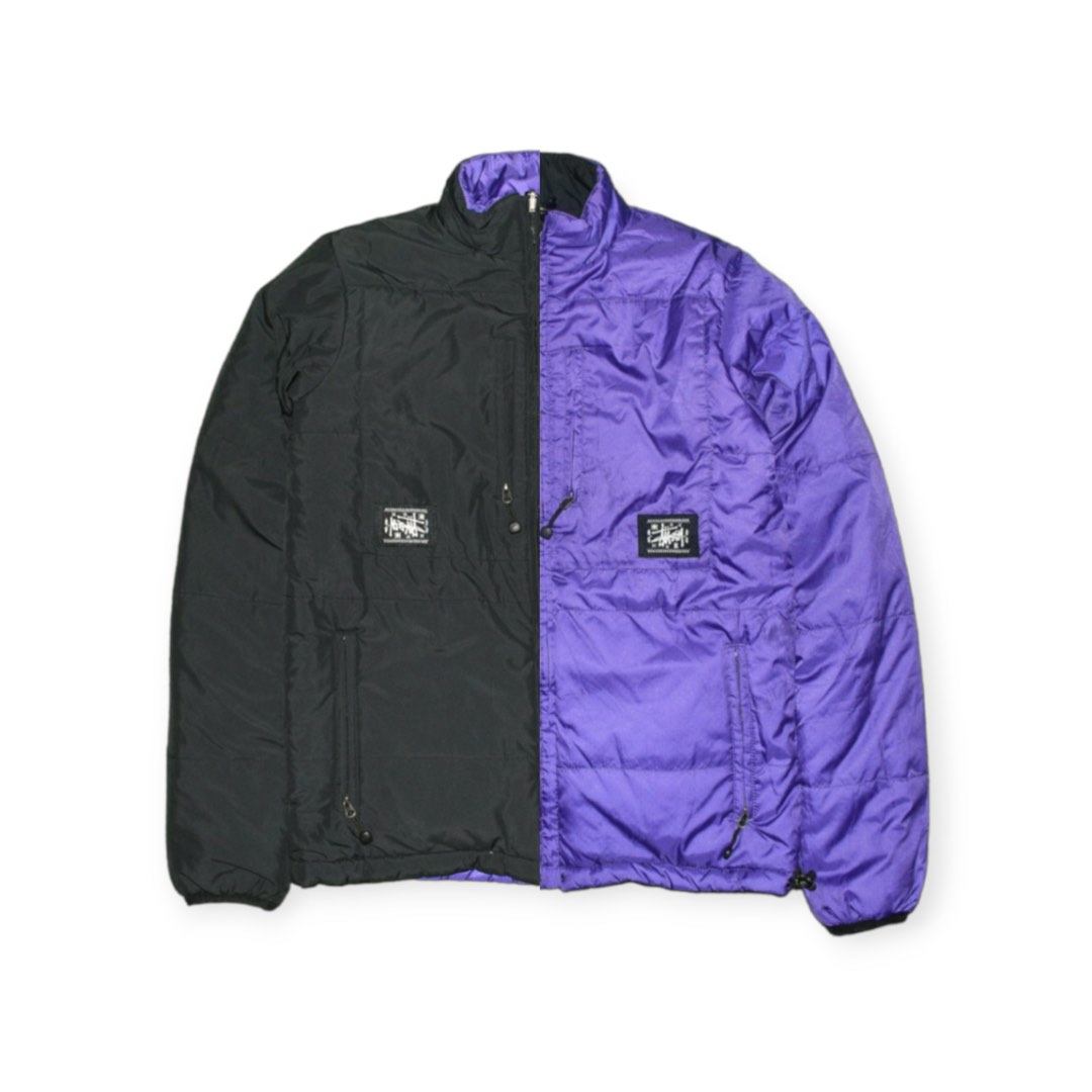 STUSSY GIRLS REVERSIBLE VIOLET/BLACK THERMOLITE TEFLON PUFFER JACKET ...