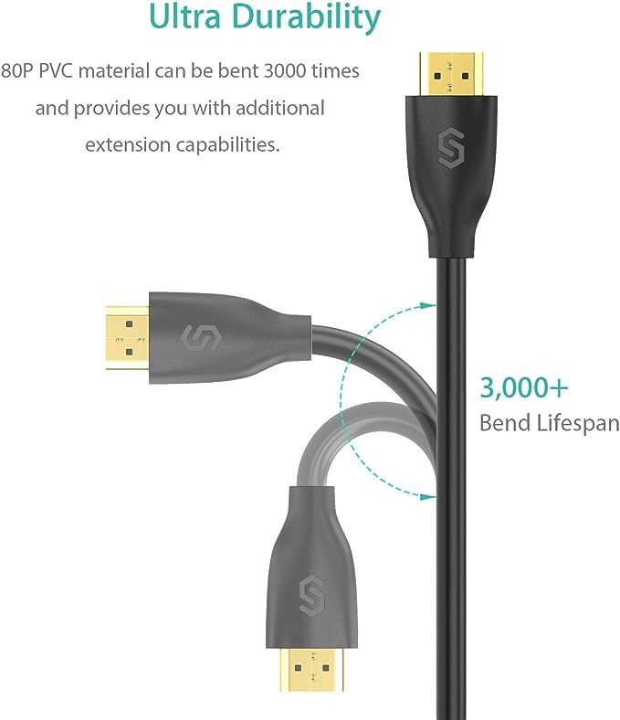 Syncwire HDMI Cable 2M HDMI Lead - Ultra High Speed 18Gbps HDMI 2.0 Cable 4K, Video Gaming ...