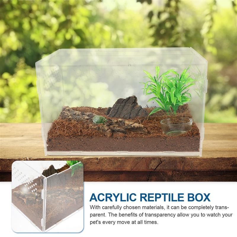 Transparent Terrarium Turtle Cages Habitats Frog Tank Acrylic Enclosure ...