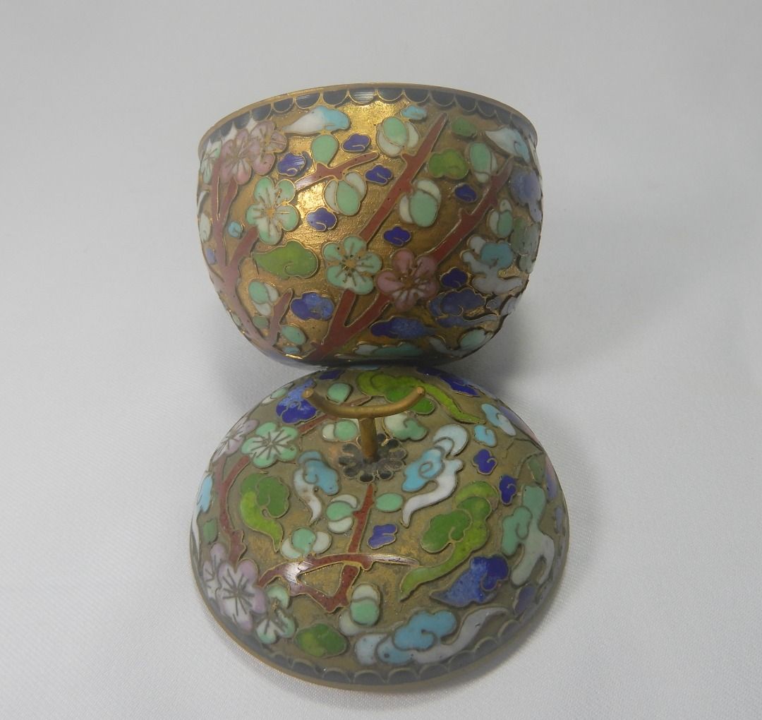 Vintage Chinese coisonne trinket box display stand circa early to mid ...