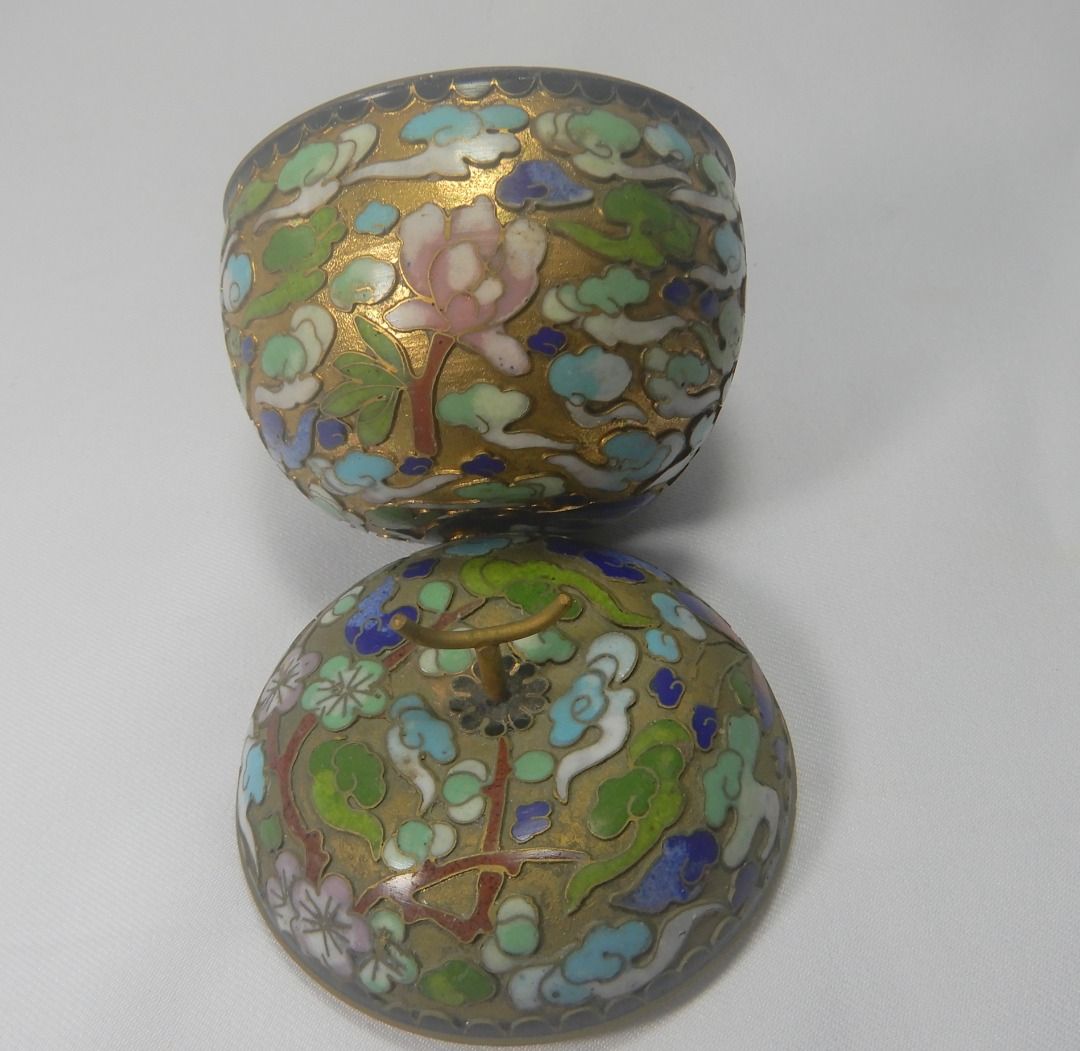 Vintage Chinese coisonne trinket box display stand circa early to mid ...