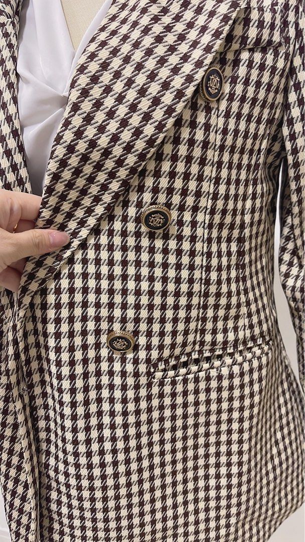 Vintage style checker oversize blazer, Women's Fashion, Coats, Jackets ...