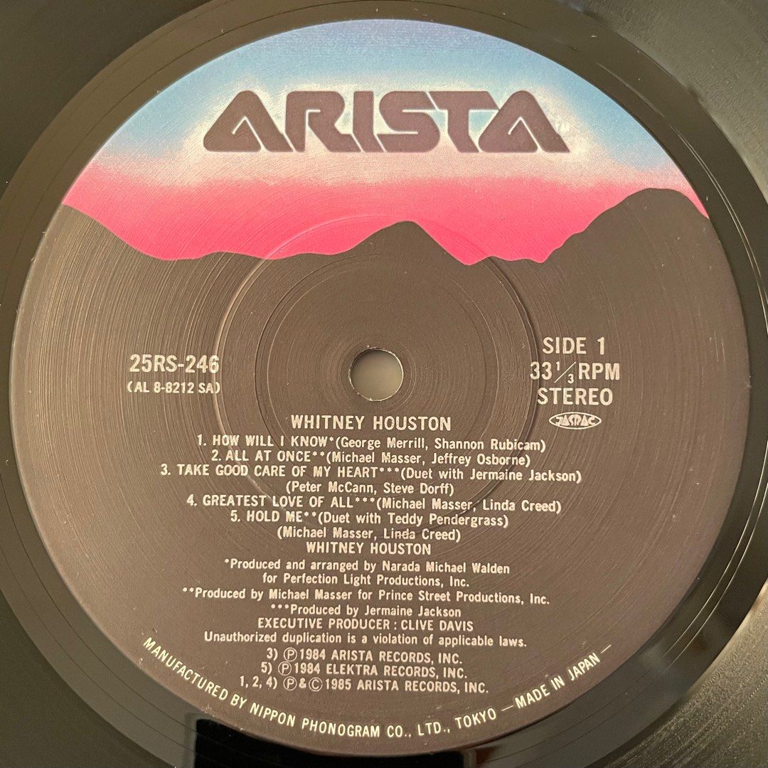 Whitney Houston Self Titled S/T First Album Japan LP vinyl with OBI ...