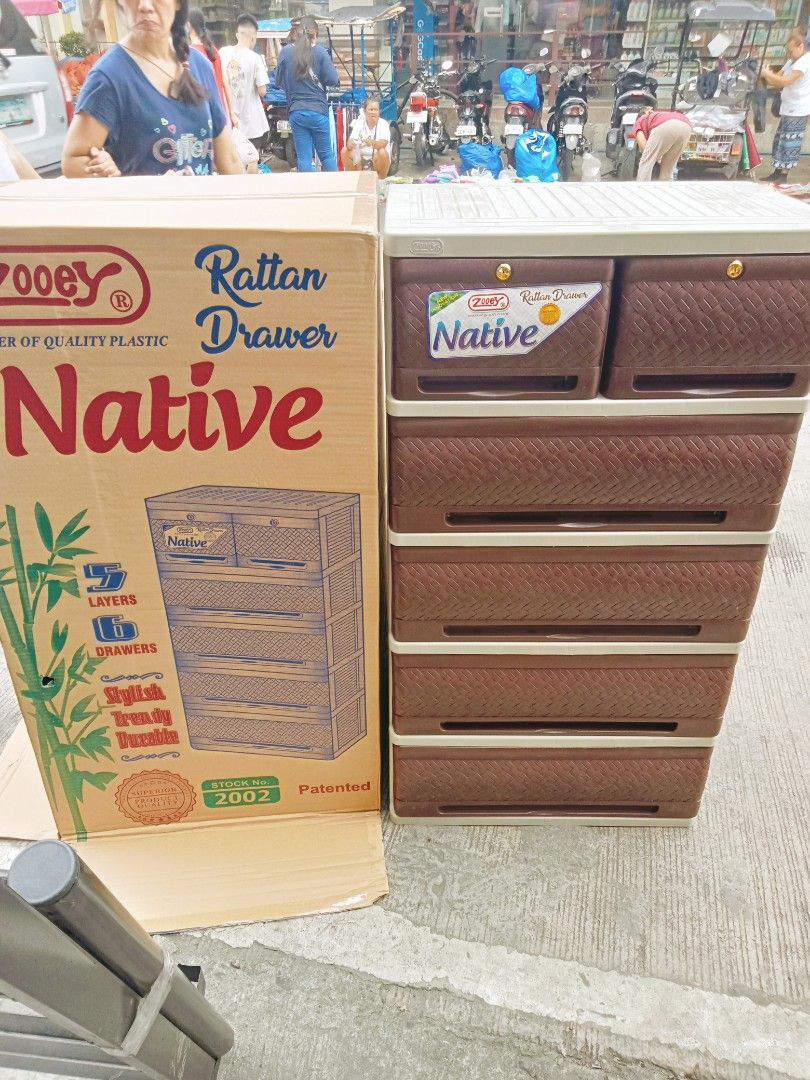 Zooey drawer native rattle 5 layer, Furniture & Home Living, Furniture ...