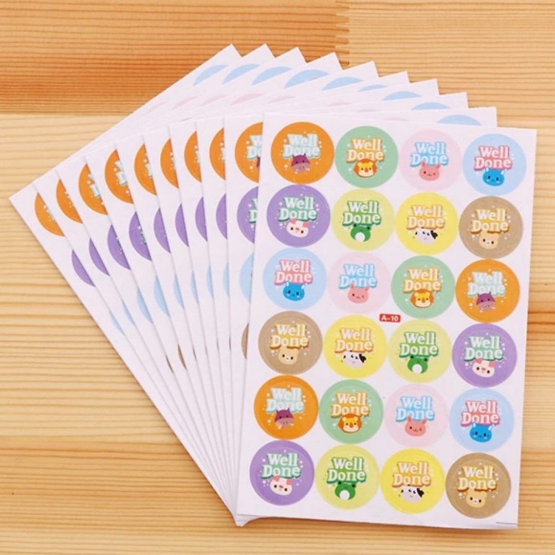 10 Sheets Well Done Animal Reward Stickers, Hobbies & Toys, Stationery ...