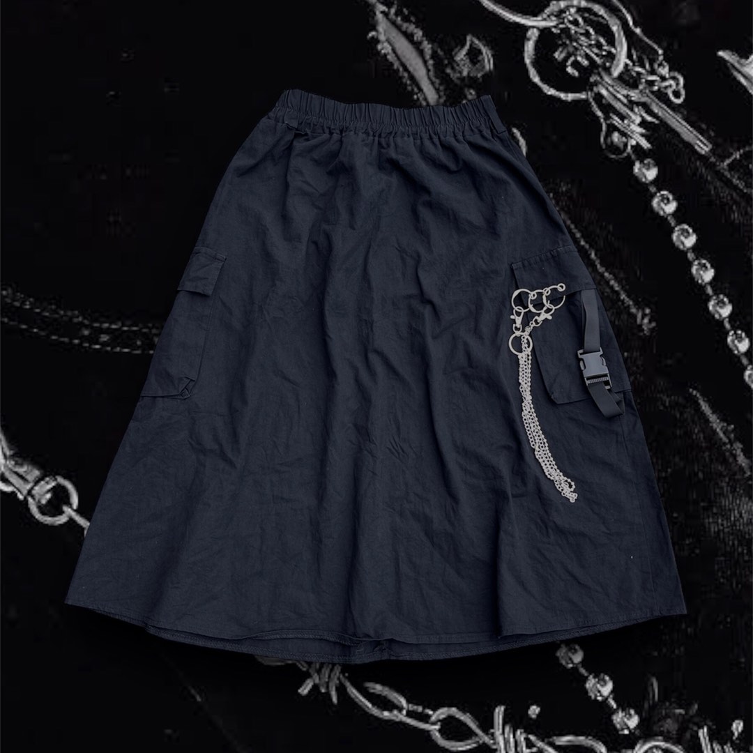 ALT CHAIN BLACK MIDI SKIRT, Women's Fashion, Bottoms, Skirts on Carousell