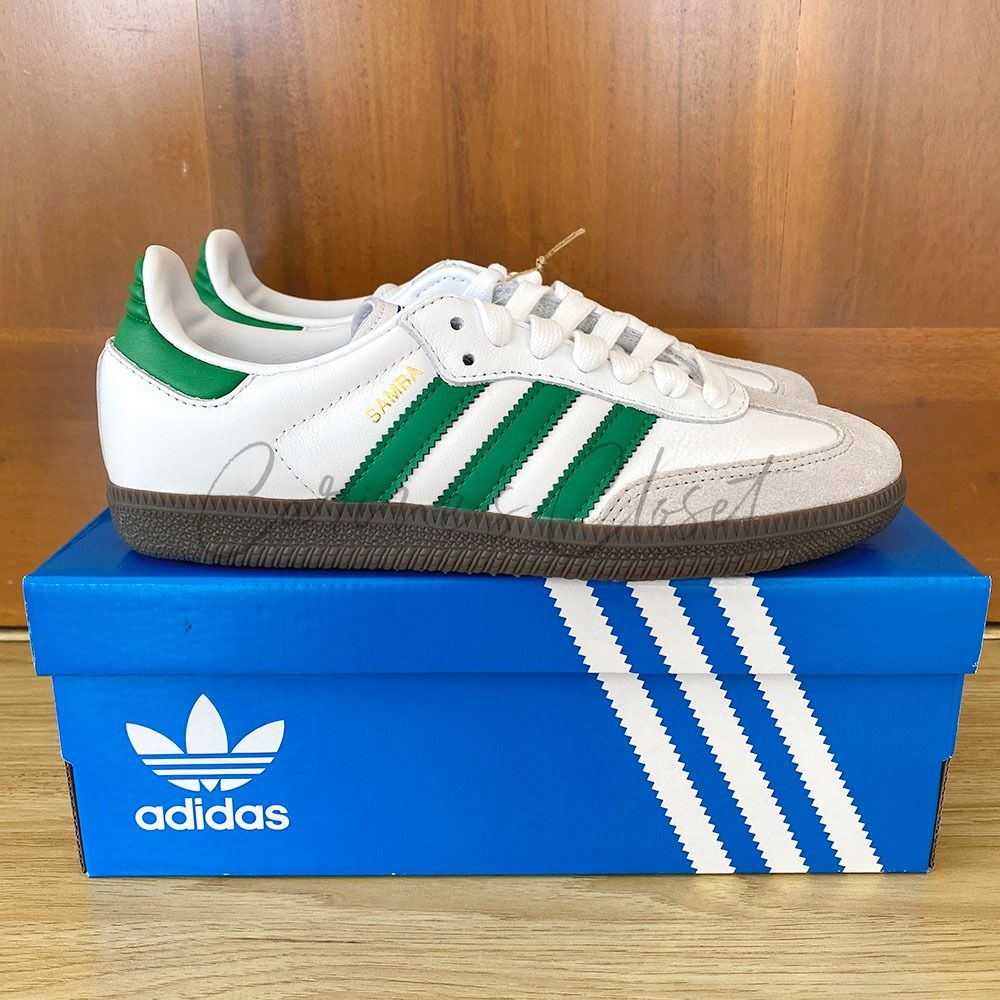 Authentic ADIDAS Samba OG White Green Sneakers Womens 5 Mens 4, Women's ...